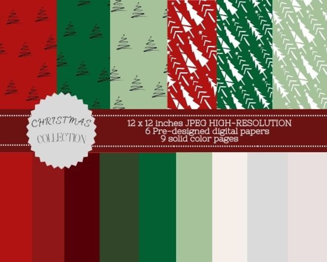 Bundle Seamless Christmas Pattern Digital Paper Scrapbooking Background ...