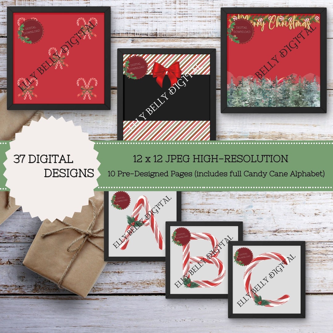 Candy Cane Christmas Digital Paper, Seamless Patterns (digital Download ...