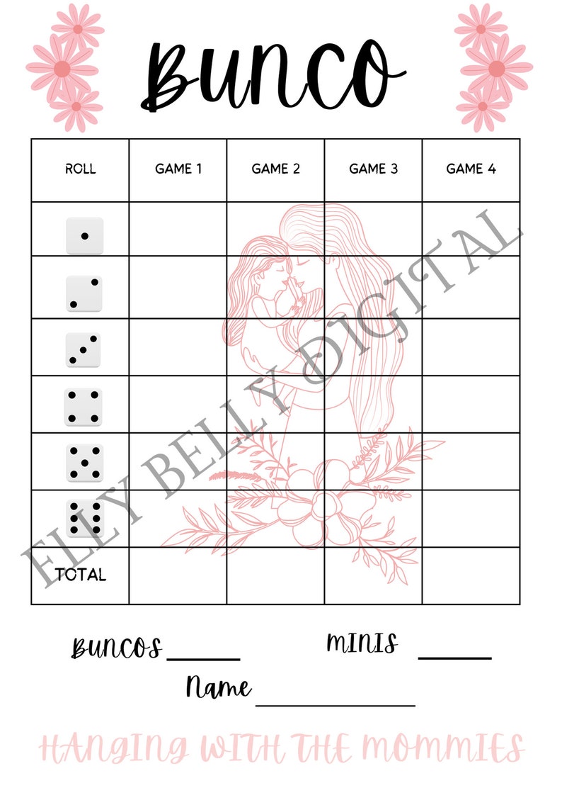 MAMA Bunco Score Cards - Mom's Bunco Party Essentials - Mother's Day ...
