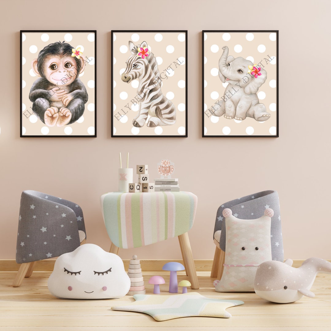 Cute Safari Animal Prints: Safari Nursery Decor, Animal Prints, Set of ...
