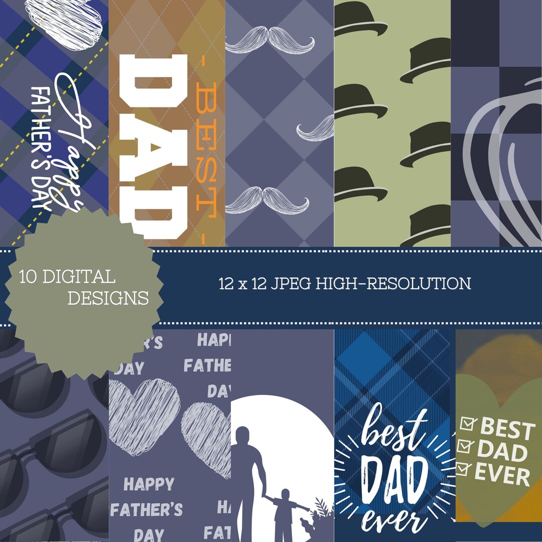 Seamless Patterns, Father's Day: Blue Printable Digital Paper and ...