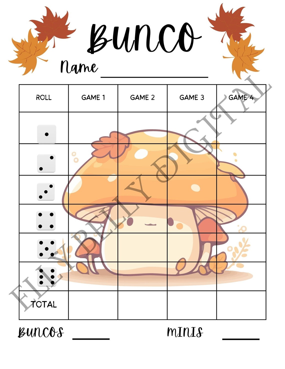 Fall Bunco Score Card, Fall Score Sheet, Fall, Scorecard, Printable ...