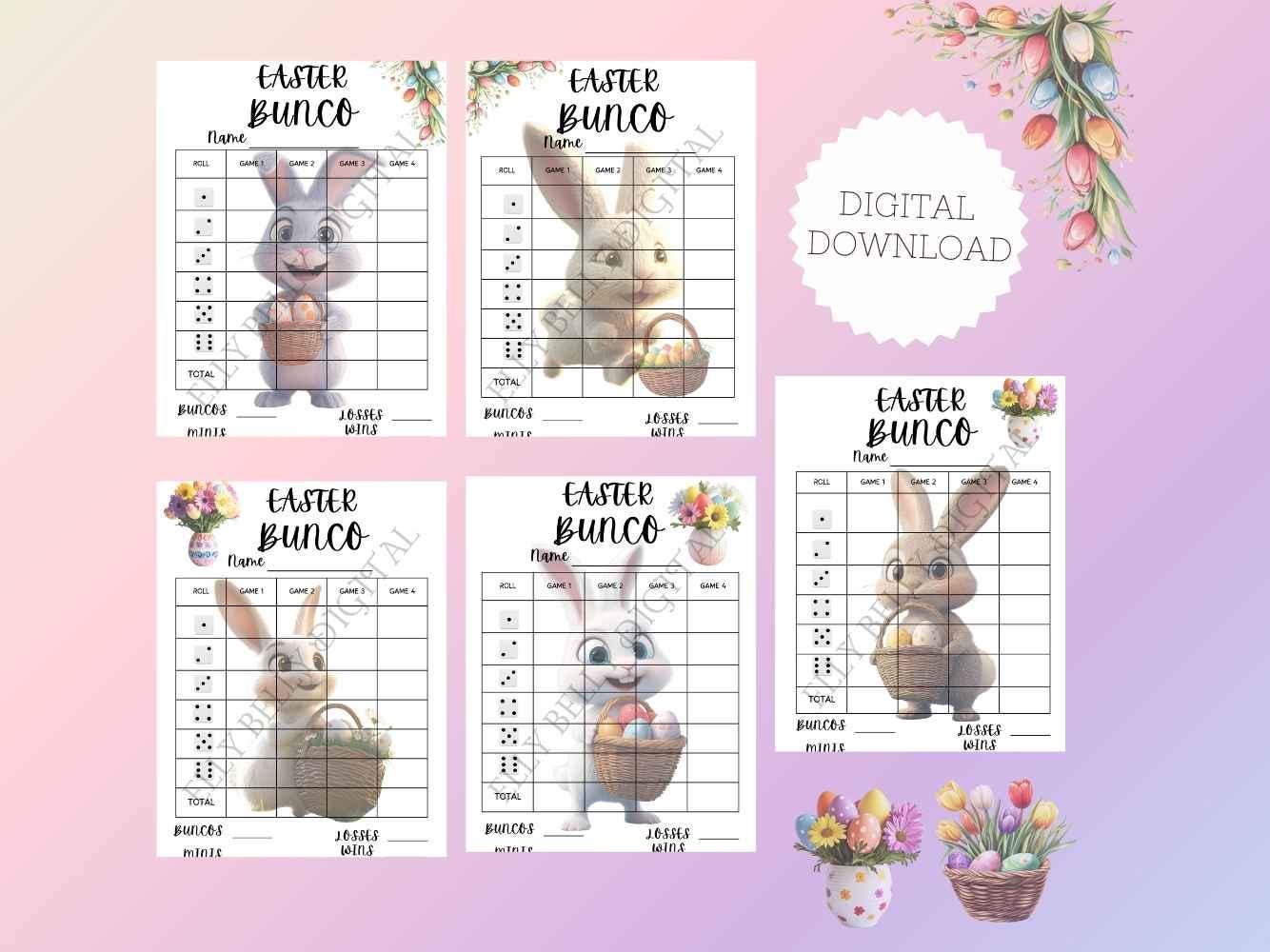 Easter Bunco Score Cards, Bunny Theme (PDF Printable) - Etsy