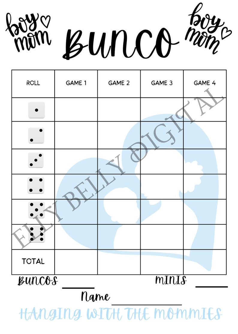 MAMA Bunco Score Cards - Printable Mom's Game (PDF) - Etsy