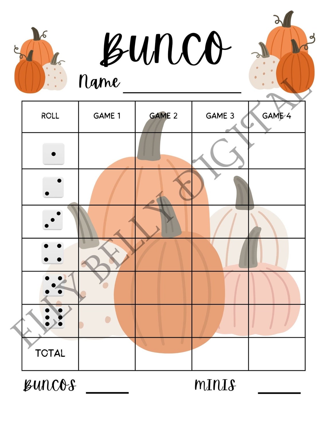 Fall Bunco Score Card, Fall Score Sheet, Fall, Scorecard, Printable ...