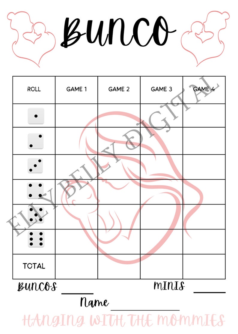 MAMA Bunco Score Cards - Mom's Bunco Party Essentials - Mother's Day ...