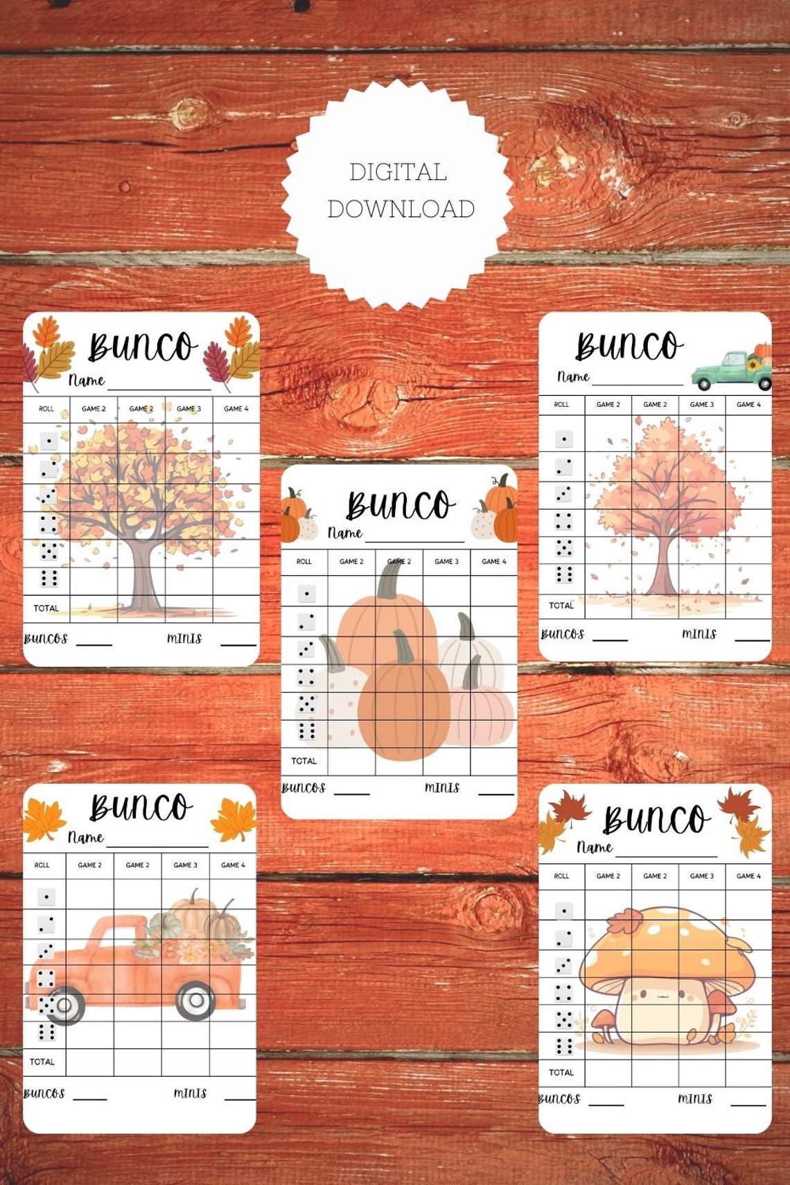 Fall Bunco Score Card, Fall Score Sheet, Fall, Scorecard, Printable ...