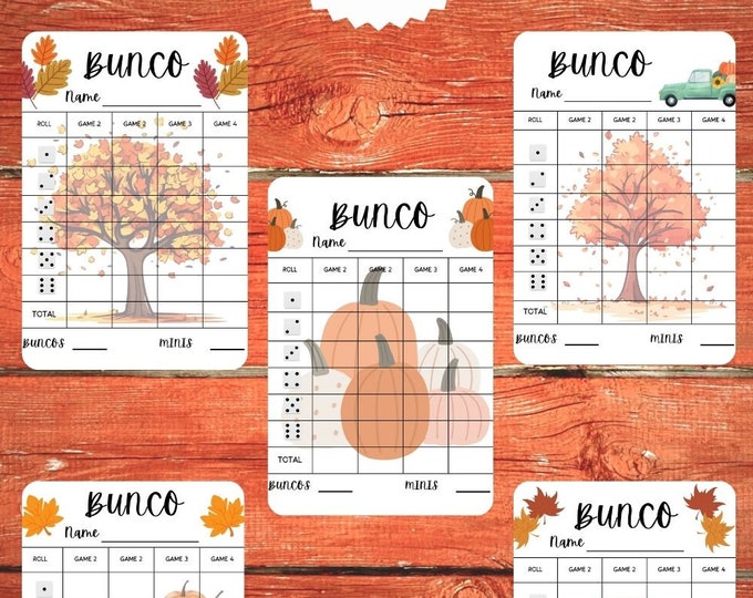 Fall Bunco Score Card, Fall Score Sheet, Fall, Scorecard, Printable ...