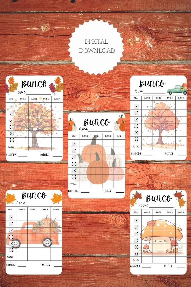 Fall Bunco Score Card, Fall Score Sheet, Fall, Scorecard, Printable ...