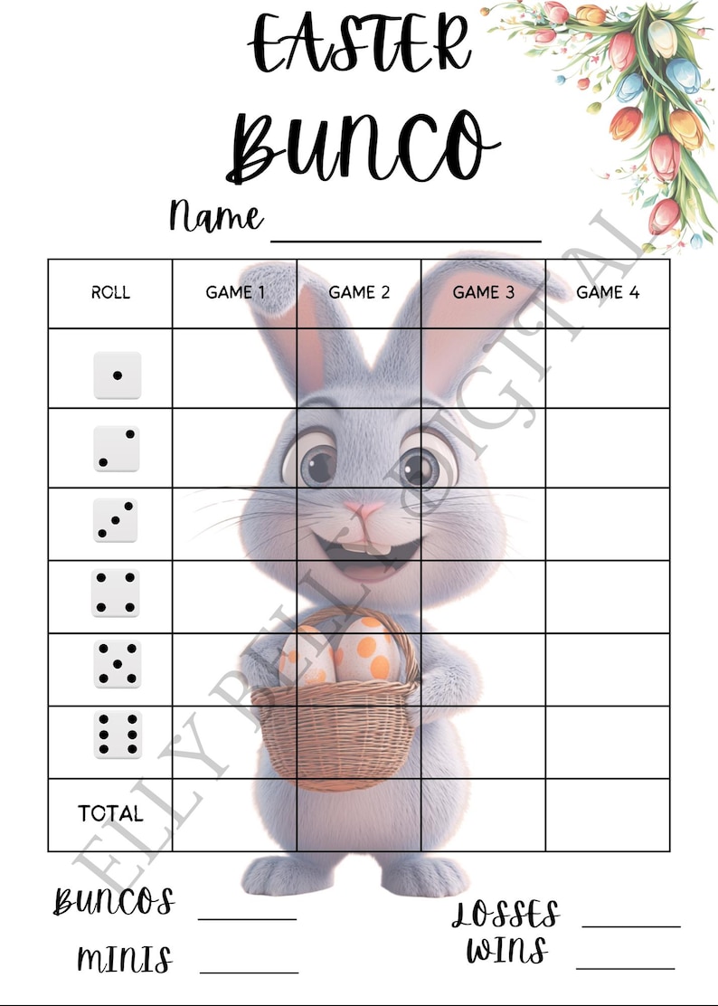 Easter Bunco Score Cards, Bunny Theme (PDF Printable) - Etsy