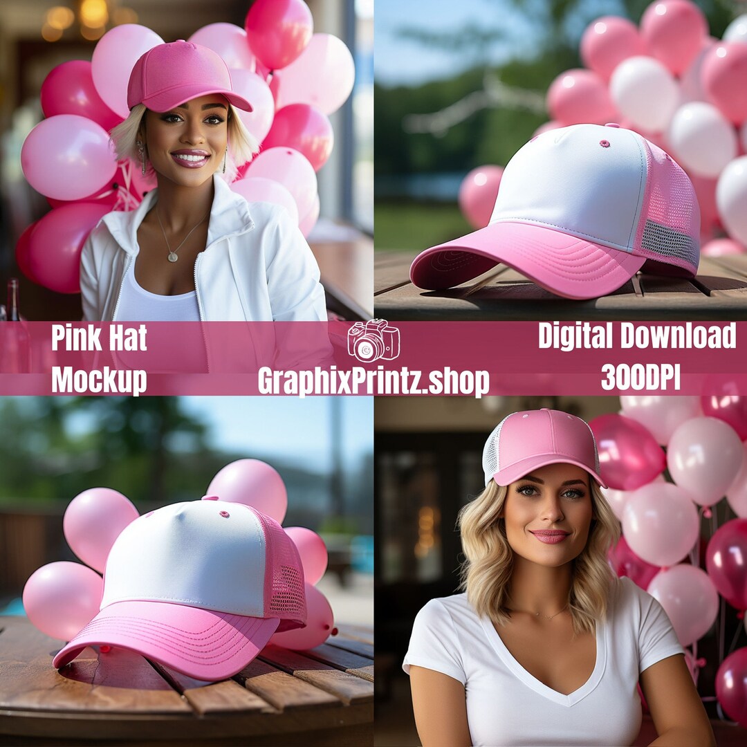 14 Pink Foam Trucker Hat Mockup,bachelorette Pink Hat Mockup, Bride to ...