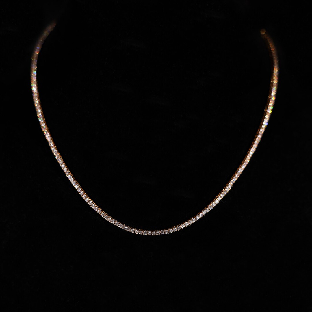 Micro Tennis Necklace 14k Gold Vermeil & VVS Moissanite - Etsy