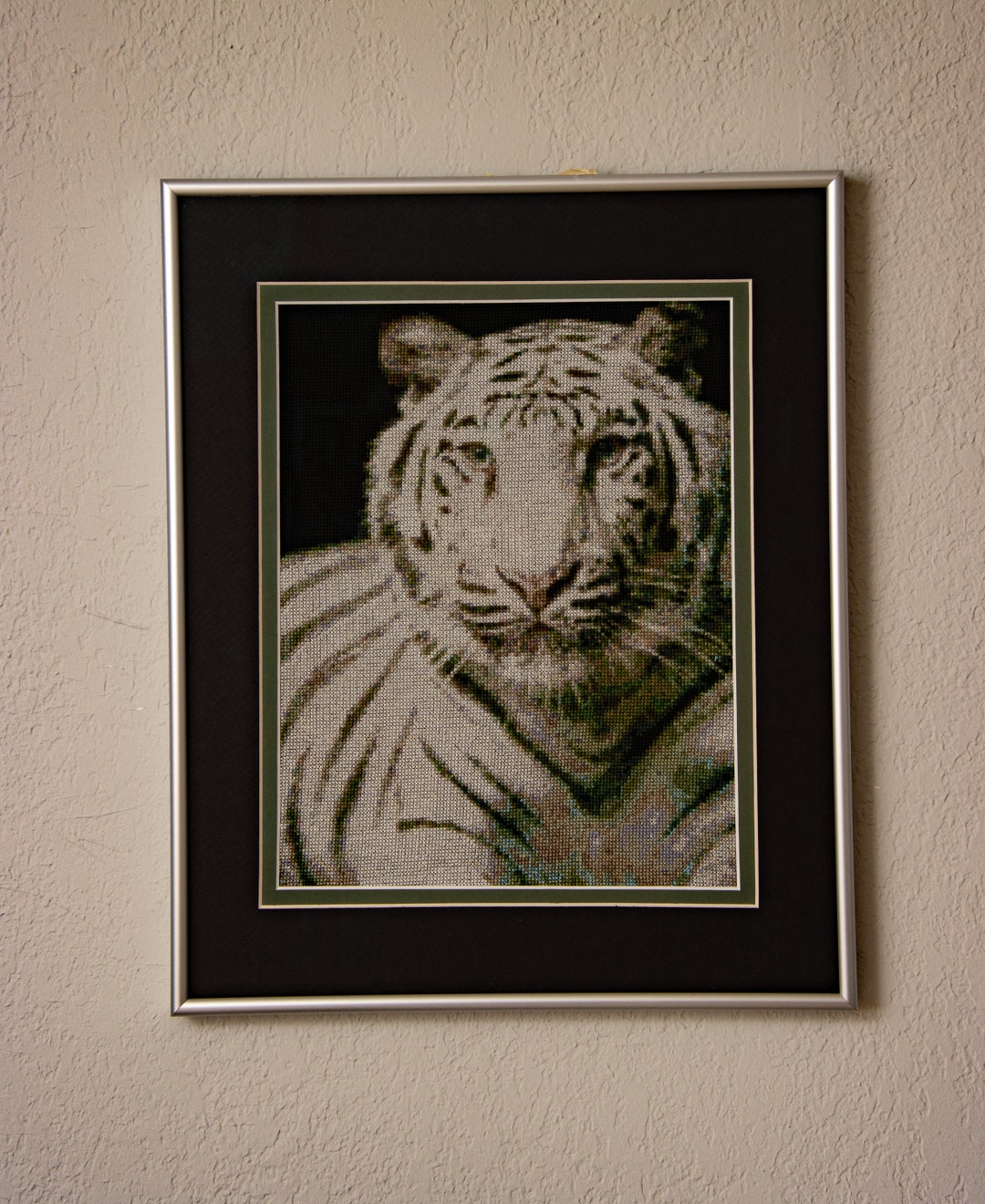 White Tiger, Cross Stitch, Wall Art, Framed, Big Cat, Nature, Wild ...
