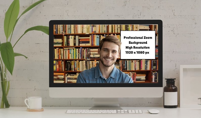 Classic Bookshelf Virtual Background for Meetings, Zoom Call ...