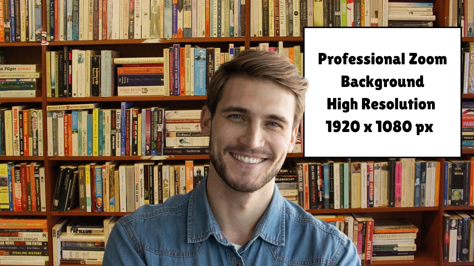 Classic Bookshelf Virtual Background for Meetings, Zoom Call ...