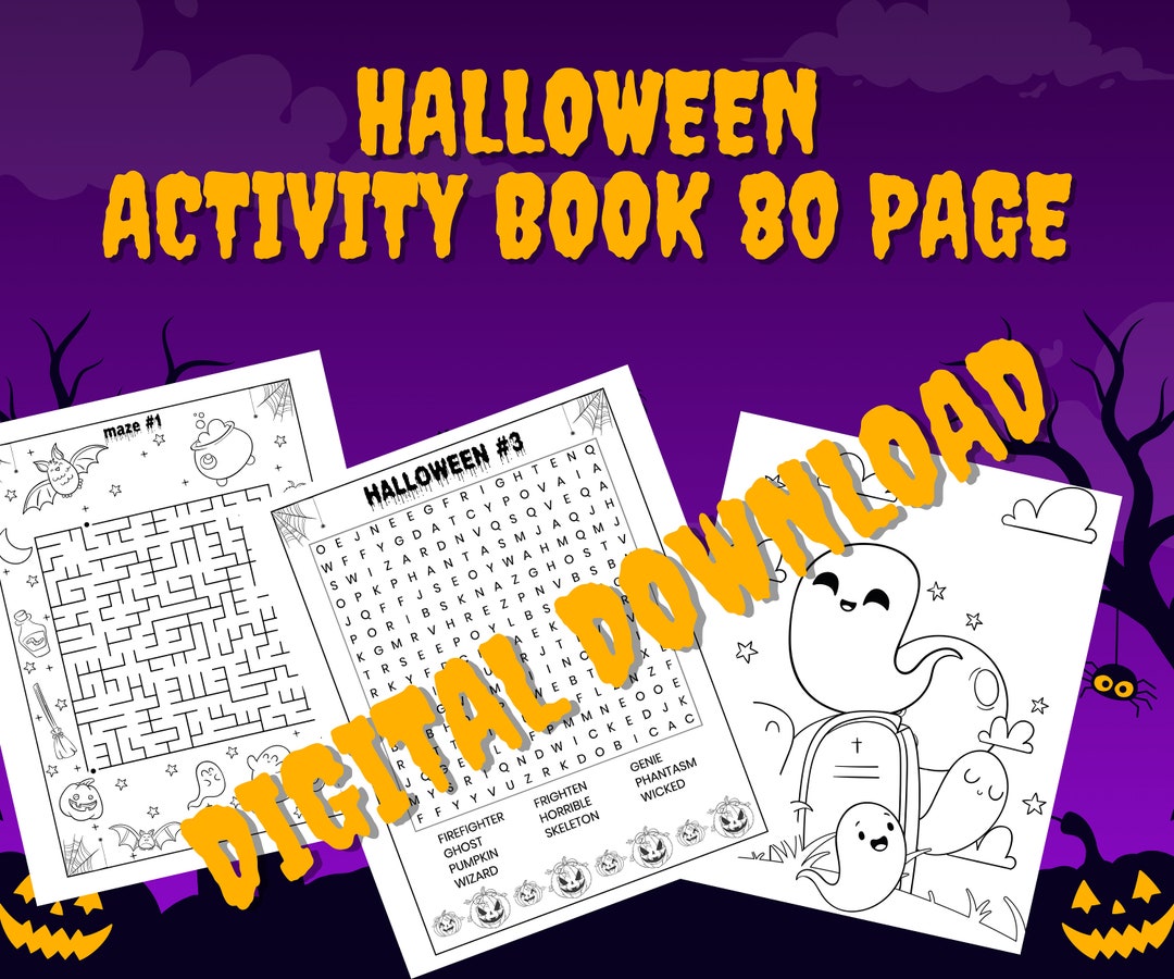 Halloween Activity Book Digital Download, 80 Pages, Toddlers, Kids ...