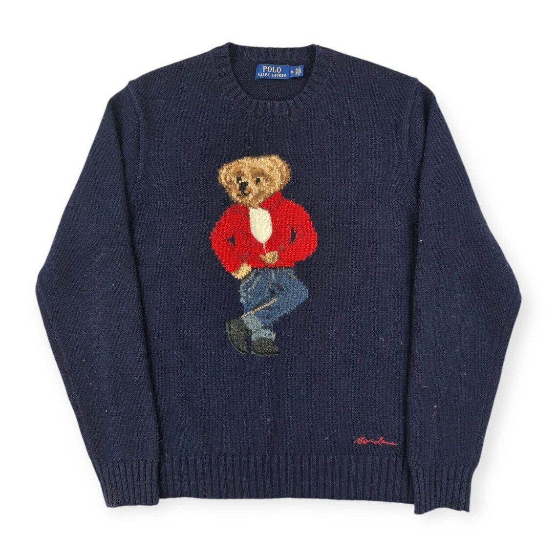 Polo Ralph Lauren James Dean Bear Knitted Jumper Blue Men's Medium - Etsy