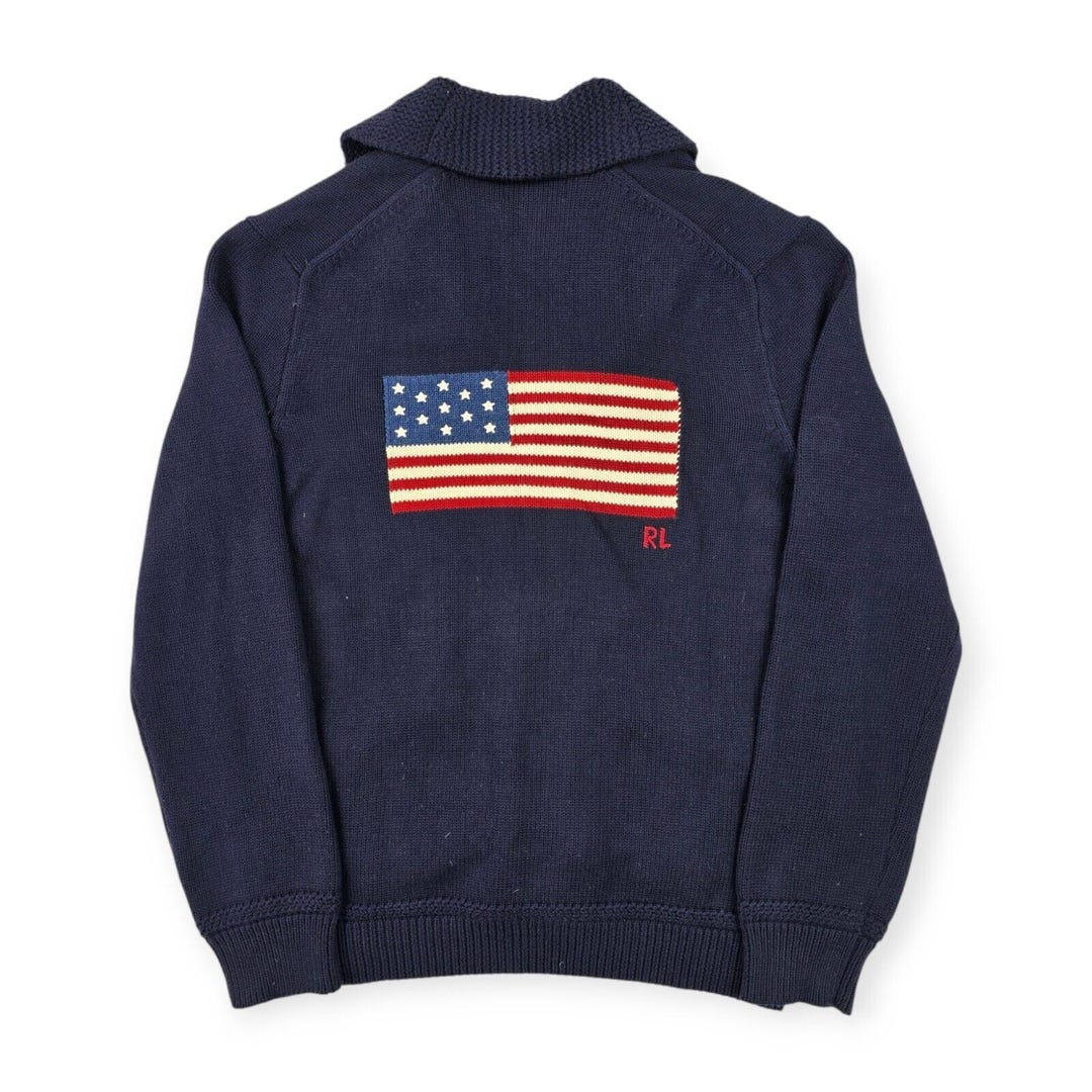 Polo Ralph Lauren USA Flag Knitted Shawl Cardigan Blue Men's XL - Etsy