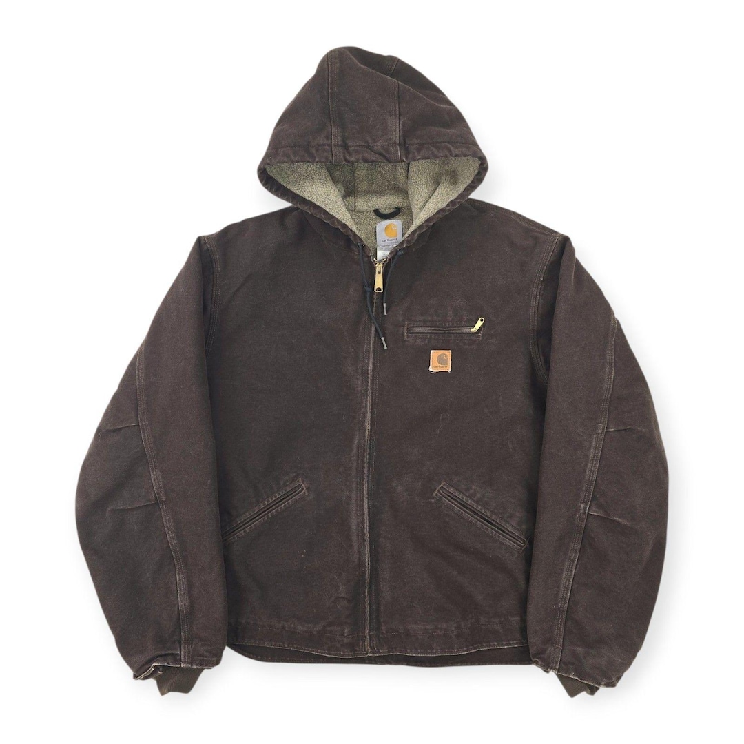 Carhartt Active J141 DKB Vintage Workwear Sherpa Lined Jacket Brown Men ...