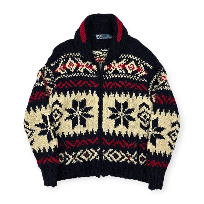 Polo Ralph Lauren Flag Cowichan Shawl Knitted Cardigan Men's Large - Etsy