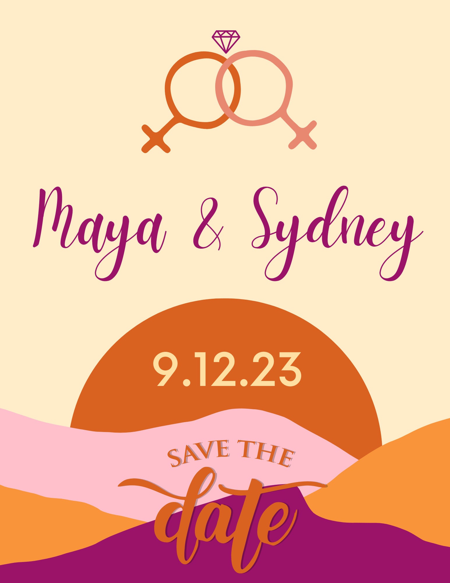 Lesbian Pride Wedding Invitations TEMPLATE - Etsy