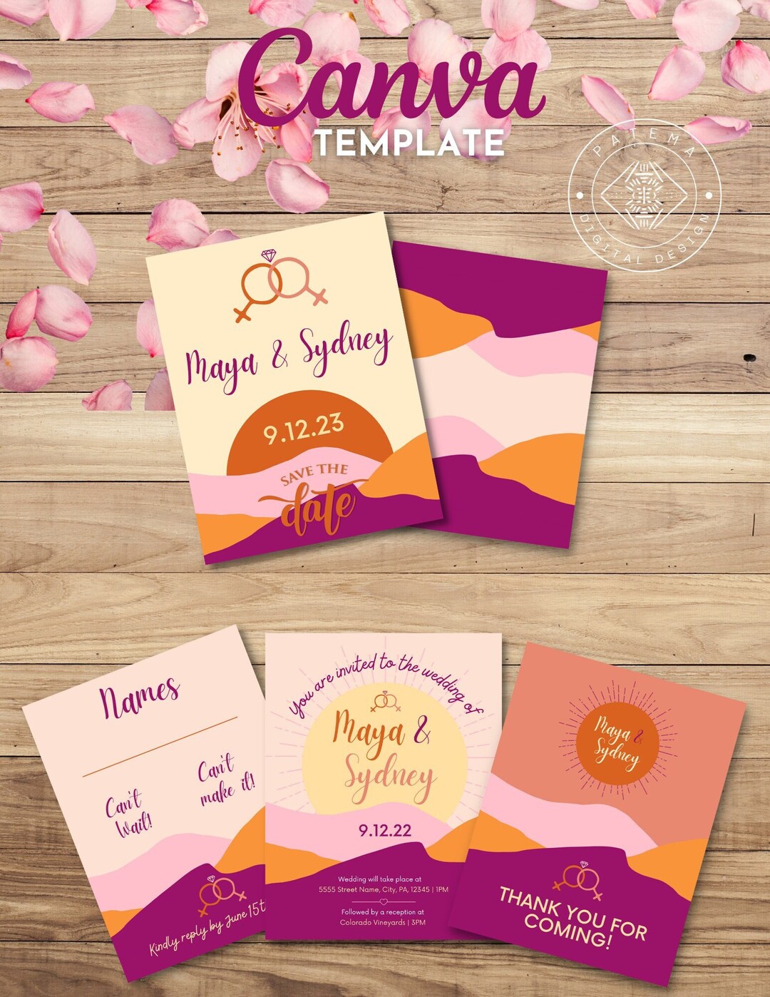 Lesbian Pride Wedding Invitations TEMPLATE - Etsy
