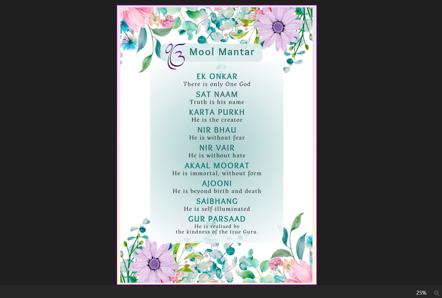 Gurmukhi Mool Mantar From Sri Guru Granth Sahib Ji.2 Designs.digital ...