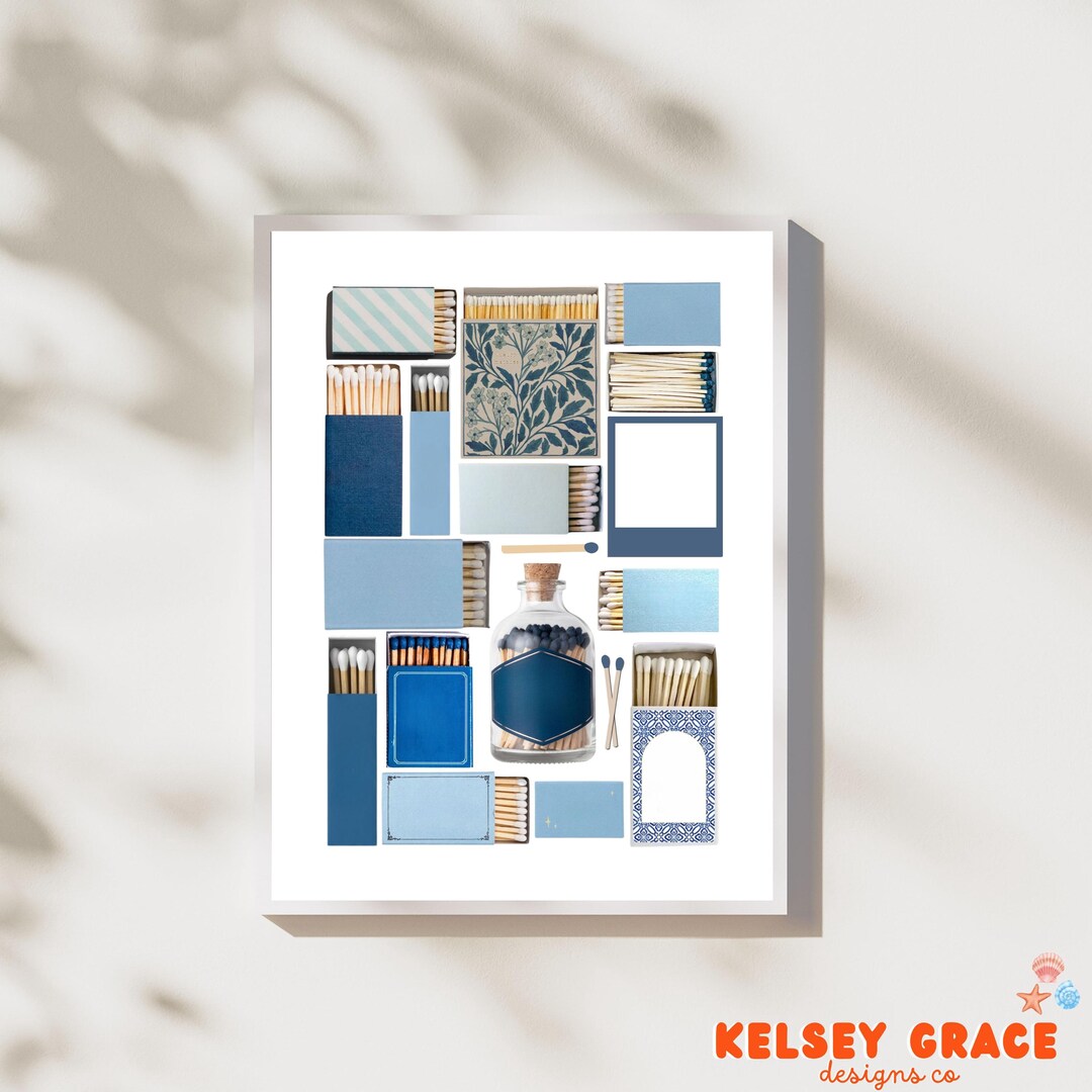 Blank Matchbox Print | Blue and White Matchbox Print | DIY Matchbox ...