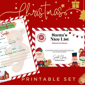 Printable Letter to Santa & Nice List Certificate Template - Etsy