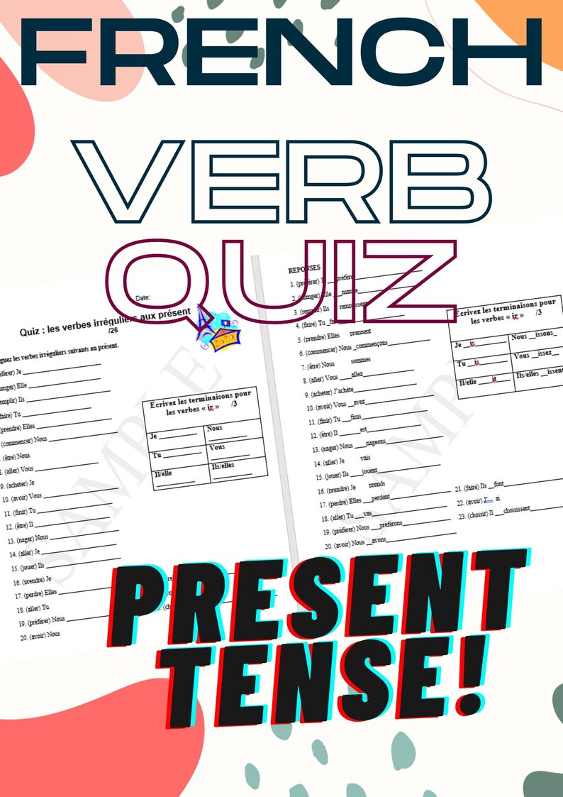 French Verb Quiz!! - Etsy