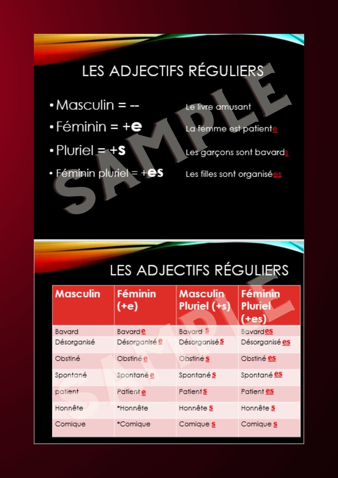 Complete French Adjective Lesson - Etsy