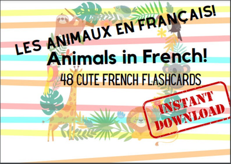 Tarjetas didácticas de animales en francés - Etsy México