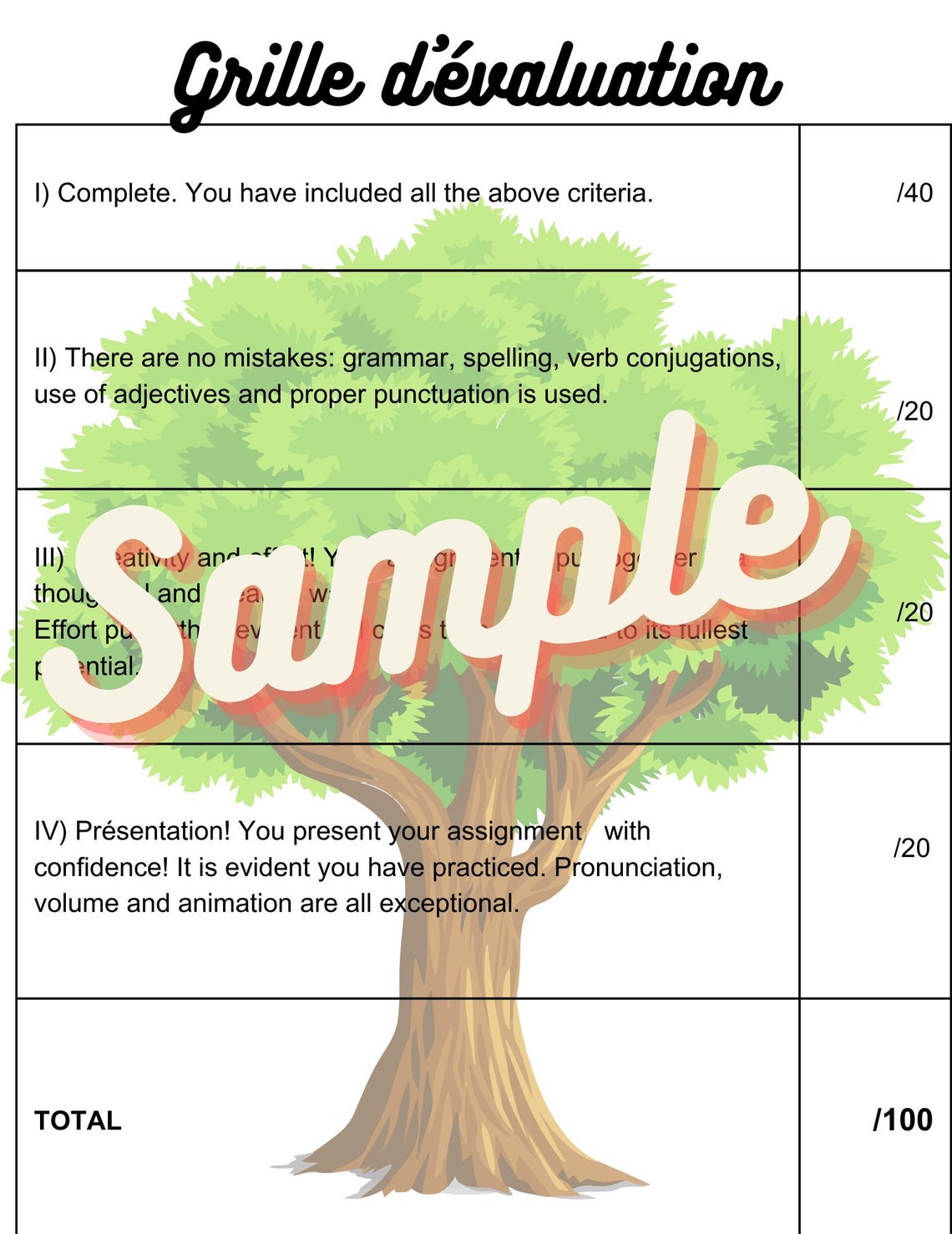 Arbre Généalogique (family Tree) Assignment_ Beginner French - Etsy