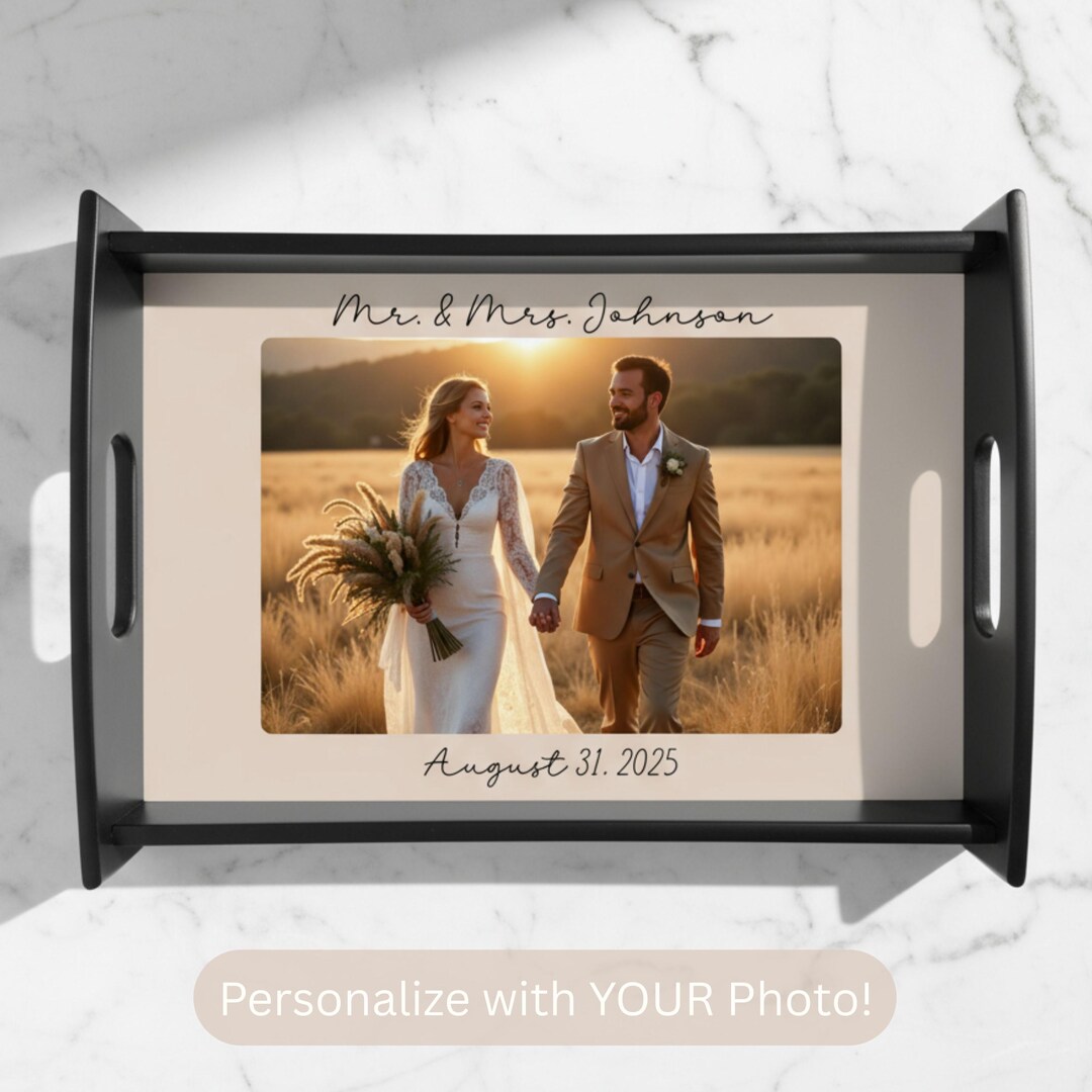 Custom Photo Large Serving Tray, Personalized Picture Tray for Wedding ...