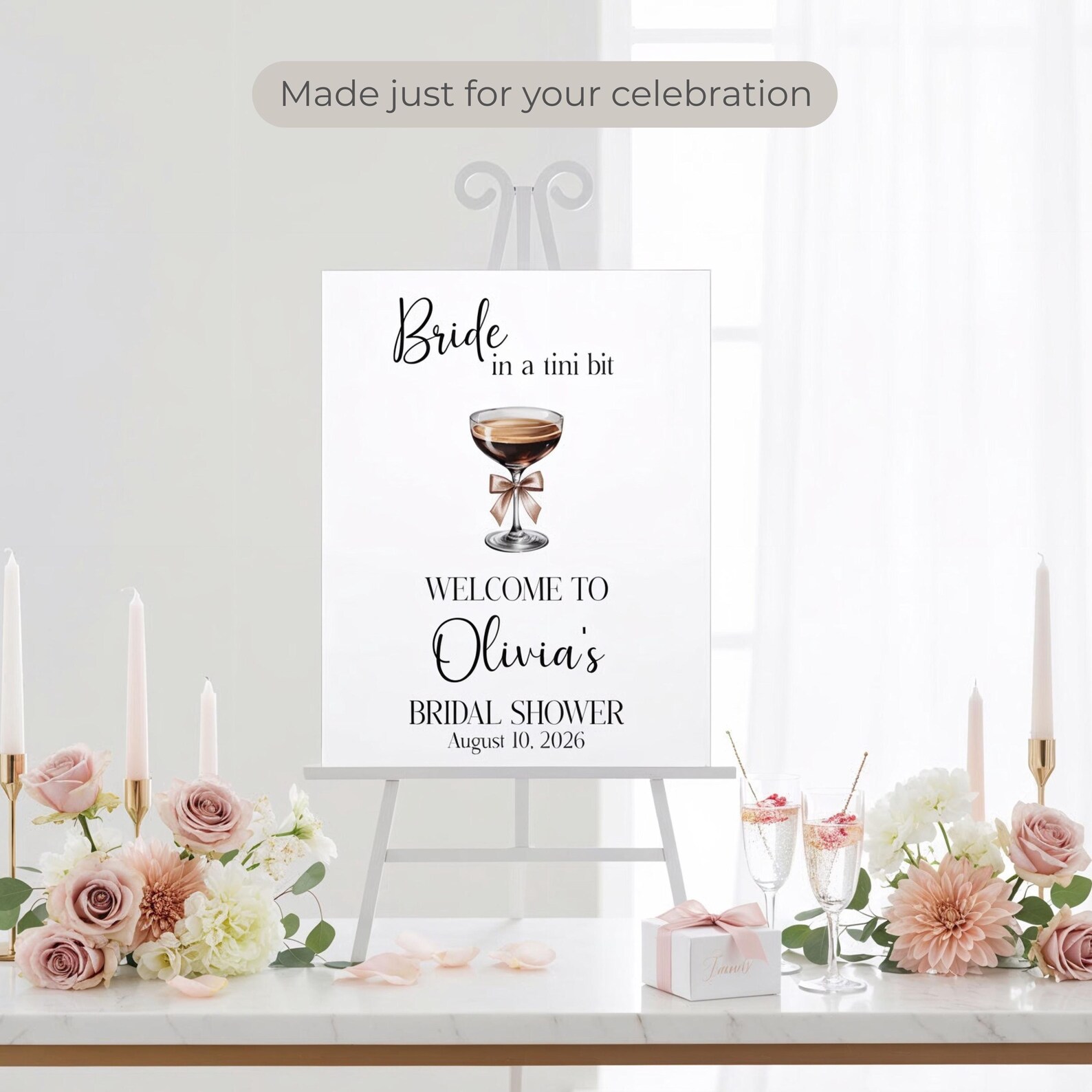 Bride in a Tini Bit Welcome Sign | Printed Bridal Shower Welcome Sign ...