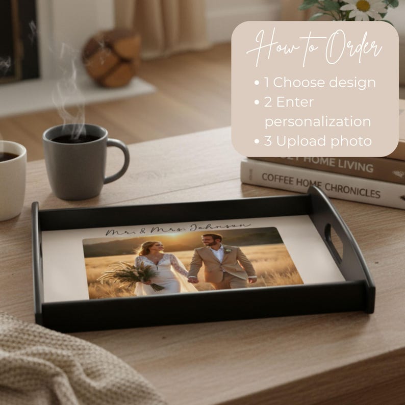 Custom Photo Large Serving Tray, Personalized Picture Tray for Wedding ...