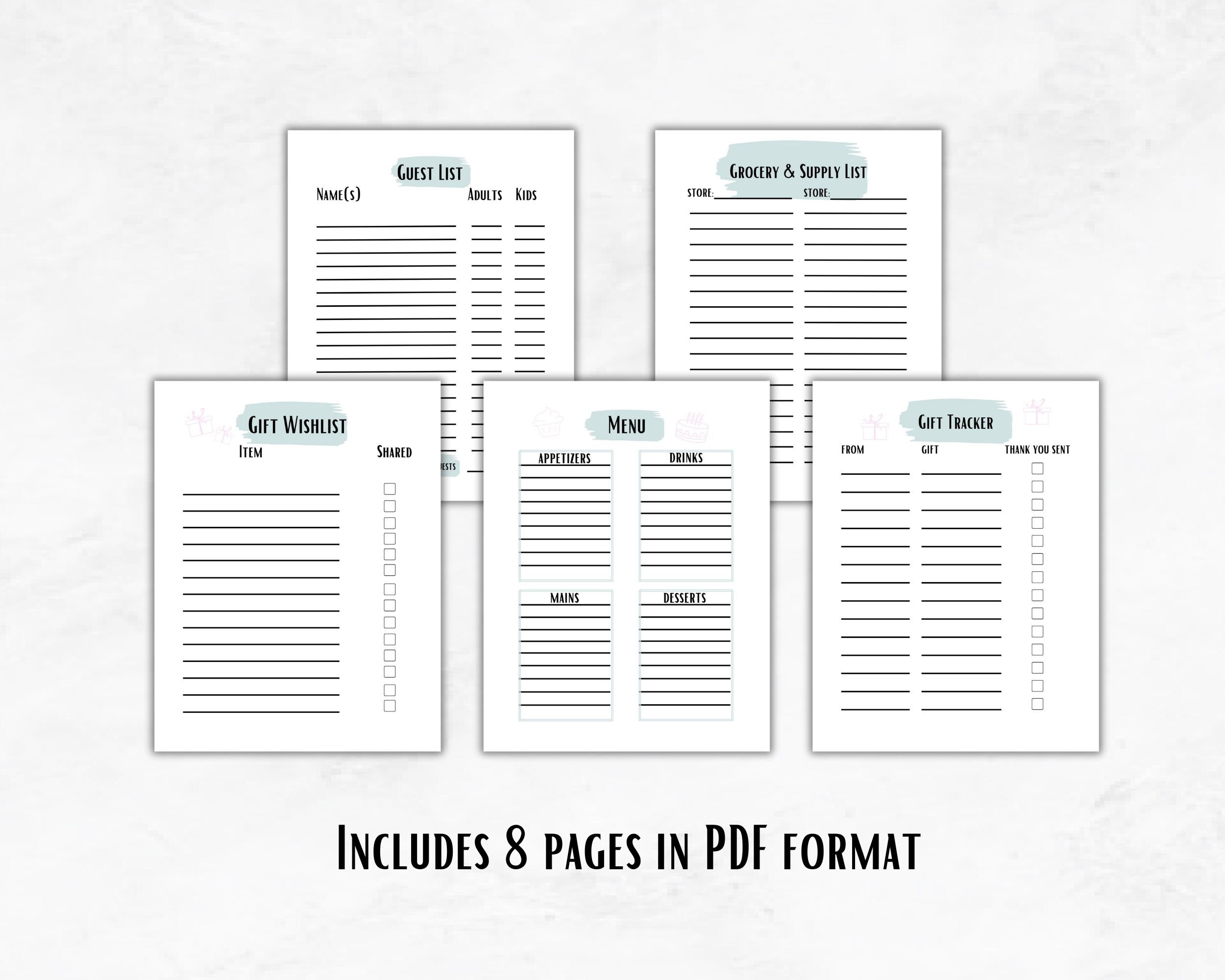 Children's Party Planning Checklist, Kids Birthday Party Planner ...