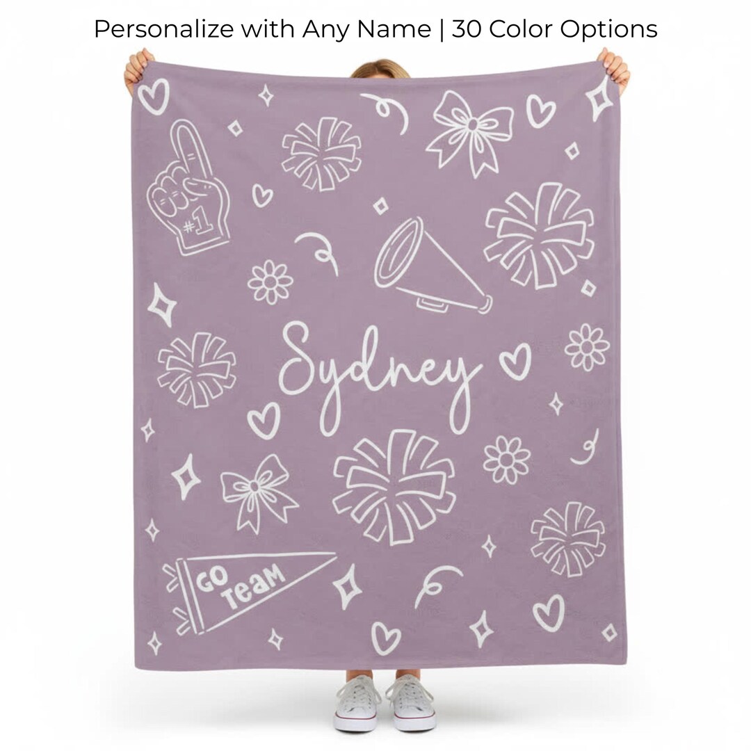 Personalized Cheer Doodle Blanket, Custom Name Velveteen Plush Throw ...