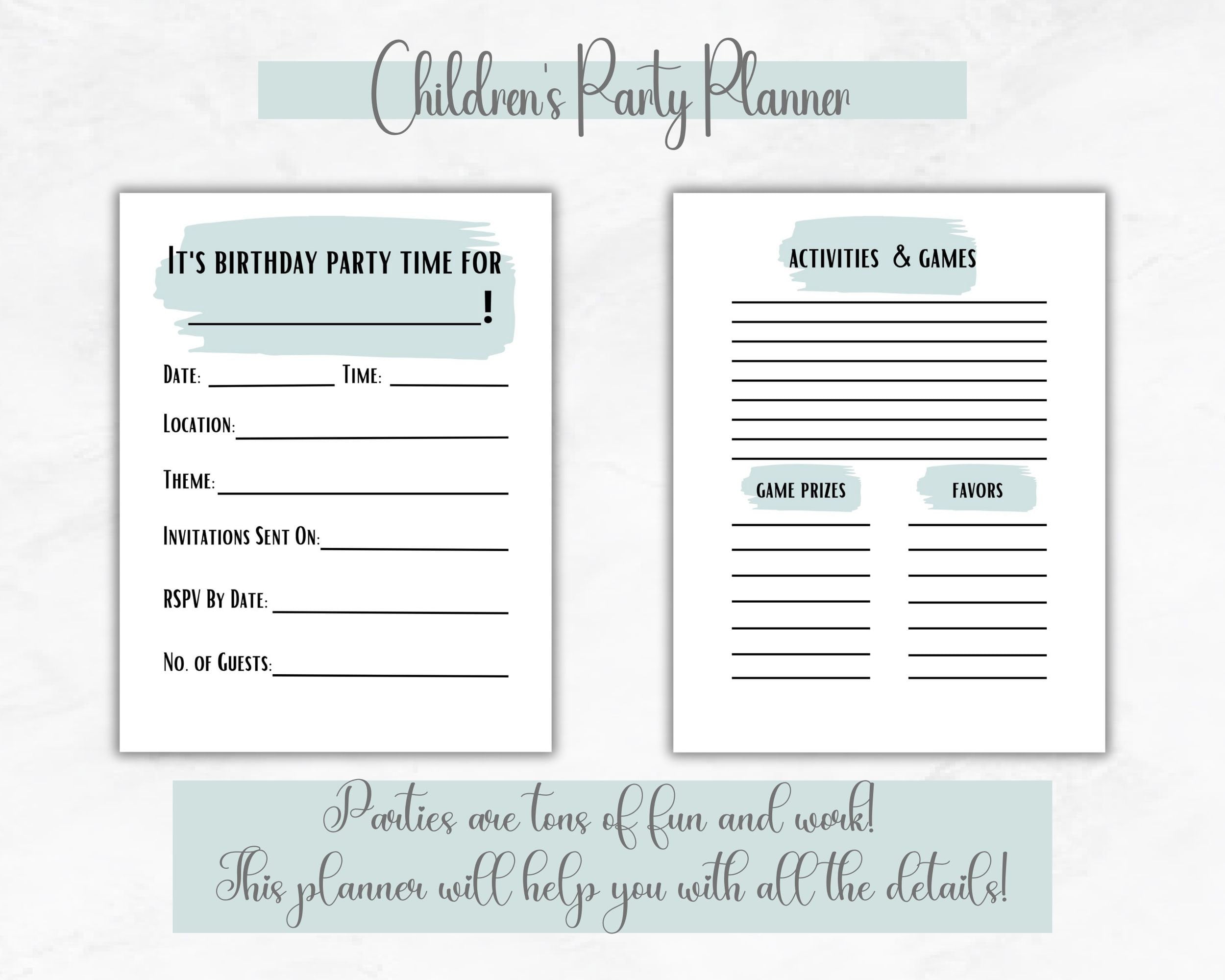 Children's Party Planning Checklist, Kids Birthday Party Planner ...