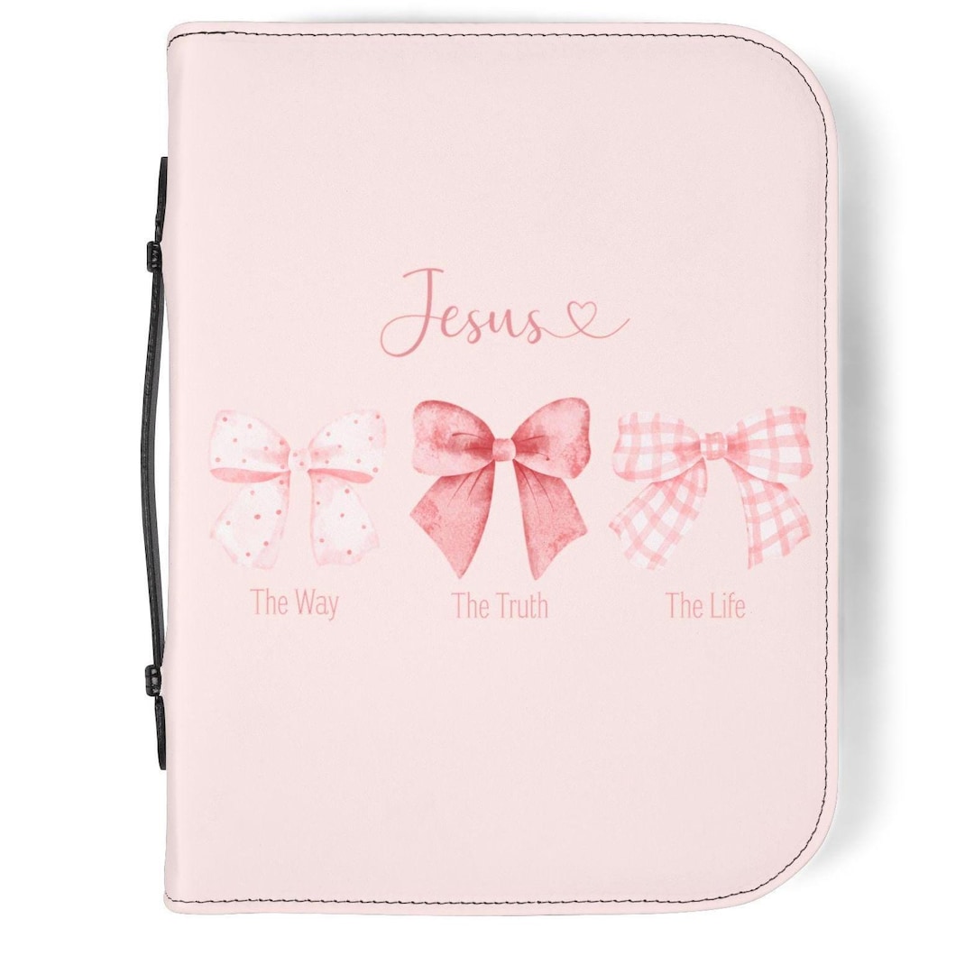 Pink PU Leather Bible Cover, Bow Design, Christian Gift - Etsy