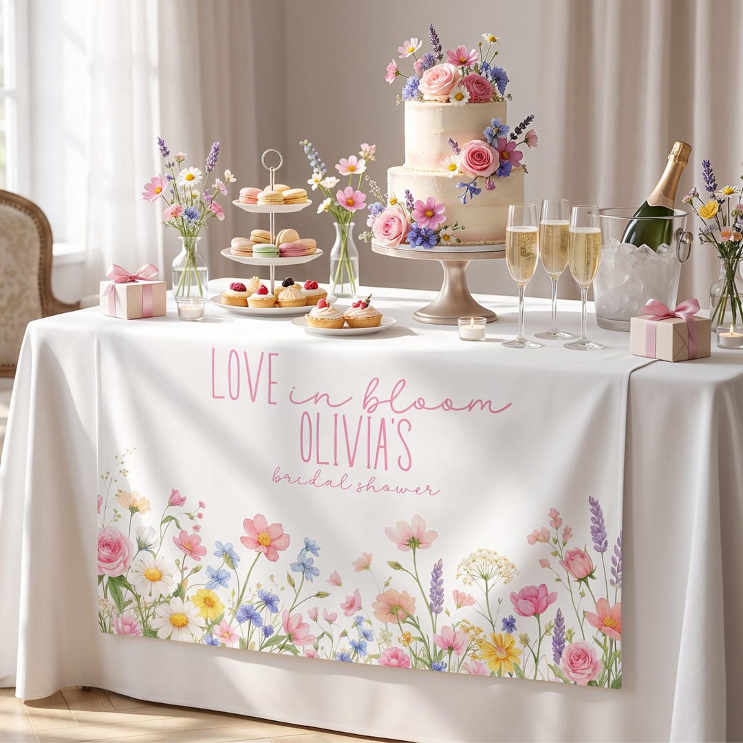 Floral Bridal Shower Table Decor | Love in Bloom Bridal Shower Runner ...