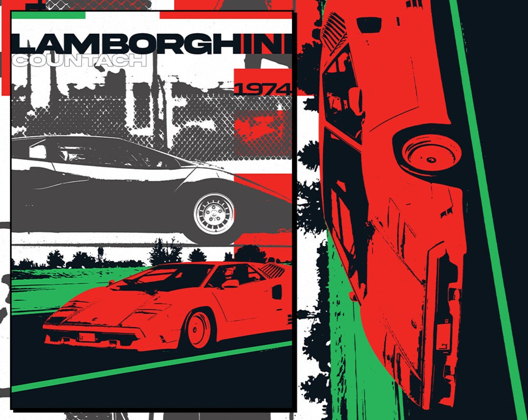 Lamborghini Countach Car Poster A3 showcase - Etsy