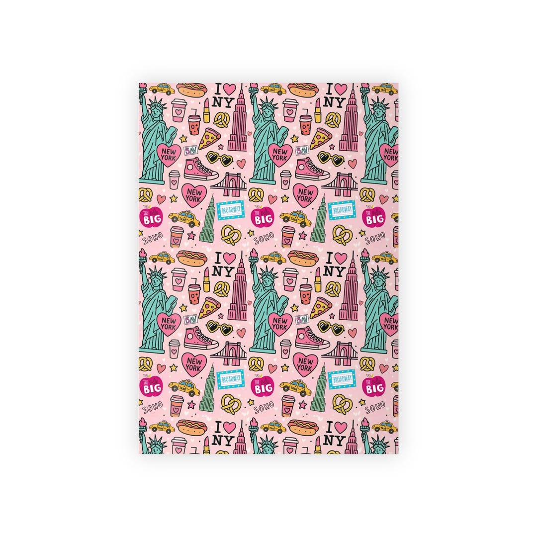 New York Icons Gift Wrapping Paper Roll | Statue of Liberty, Pizza ...