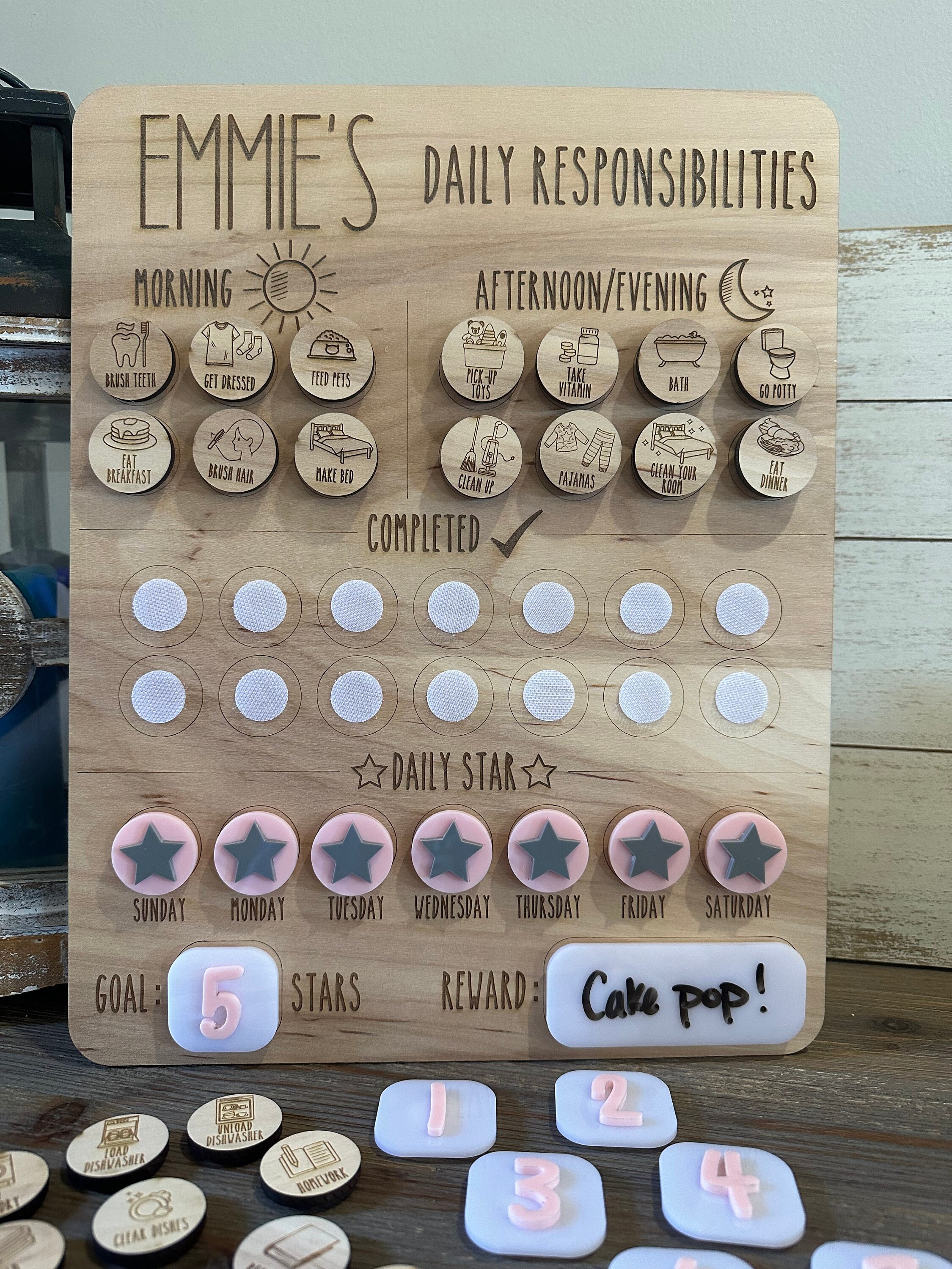 Chore Chart With PINK and Gray Colors - Etsy