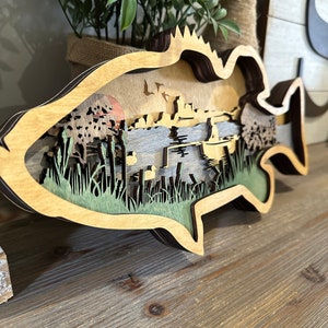 Fishing Layered Art Scene - Etsy