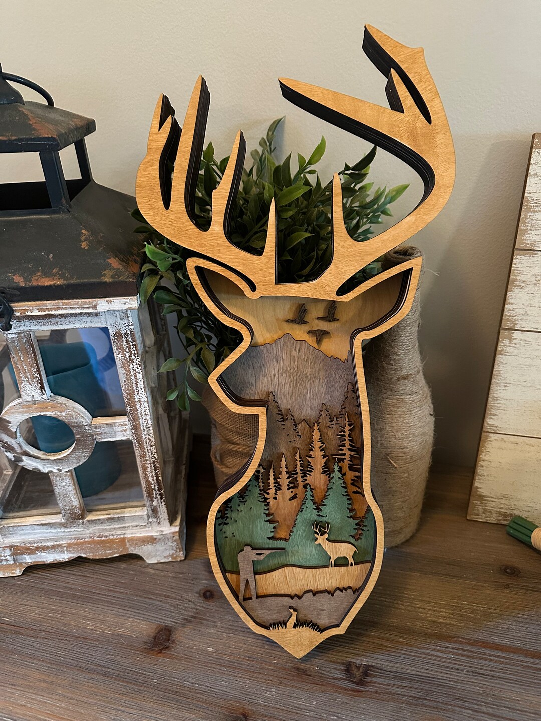 Deer Hunting Layered Wood Decor-rifle or Bow - Etsy