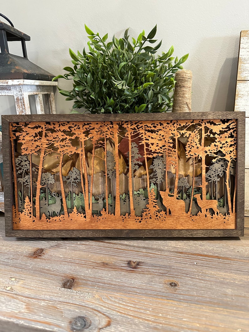 Forest Scene Layered Art - Etsy