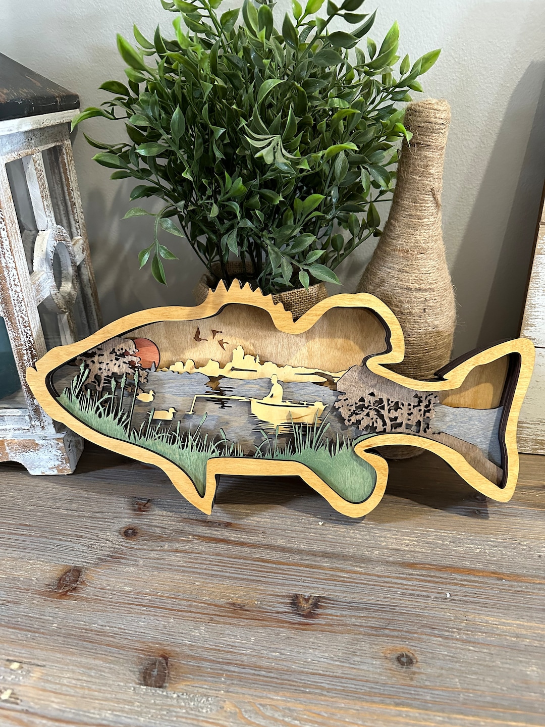 Fishing Layered Art Scene - Etsy