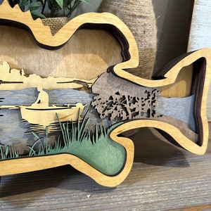 Fishing Layered Art Scene - Etsy