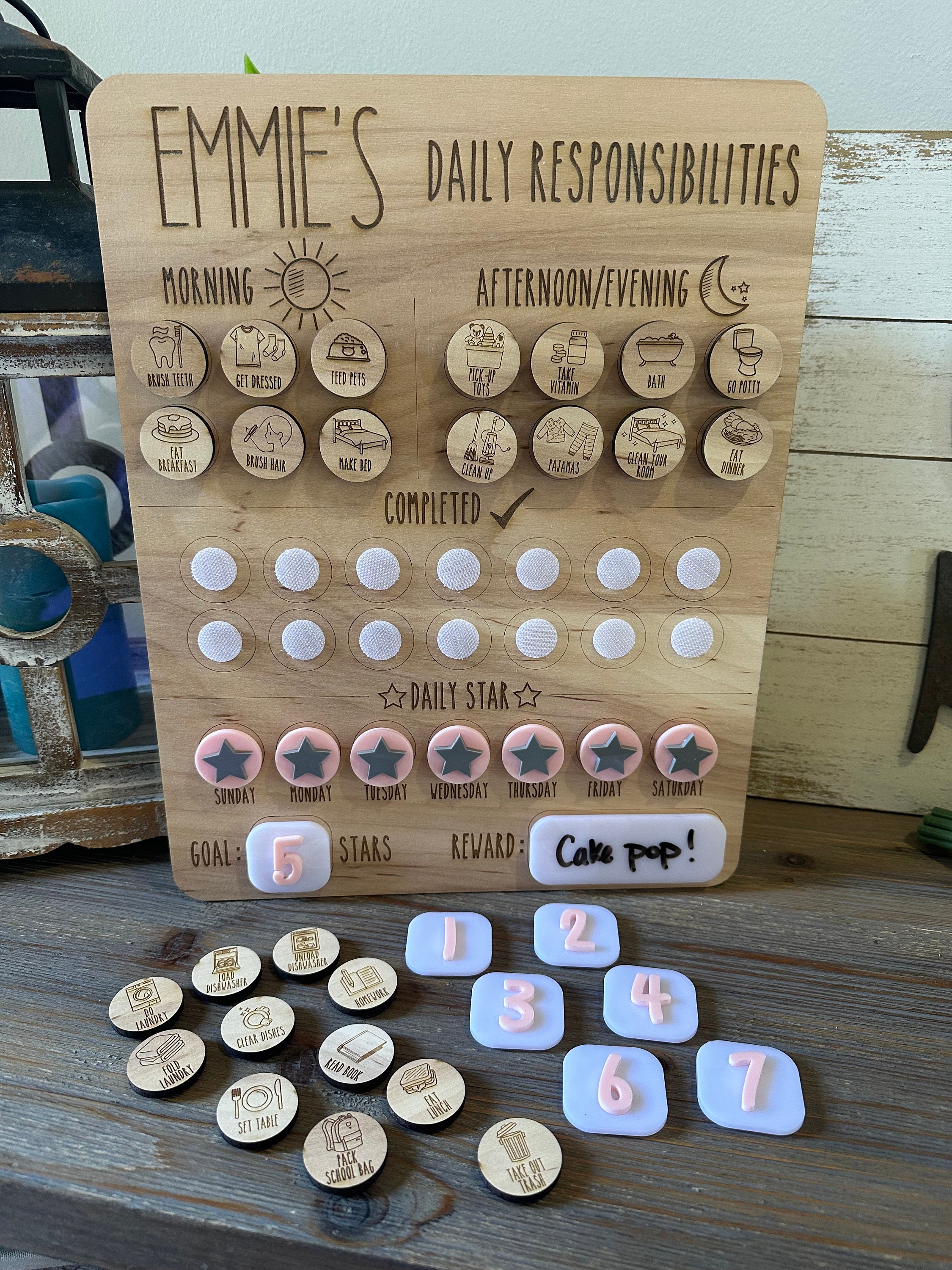 Chore Chart With PINK and Gray Colors - Etsy